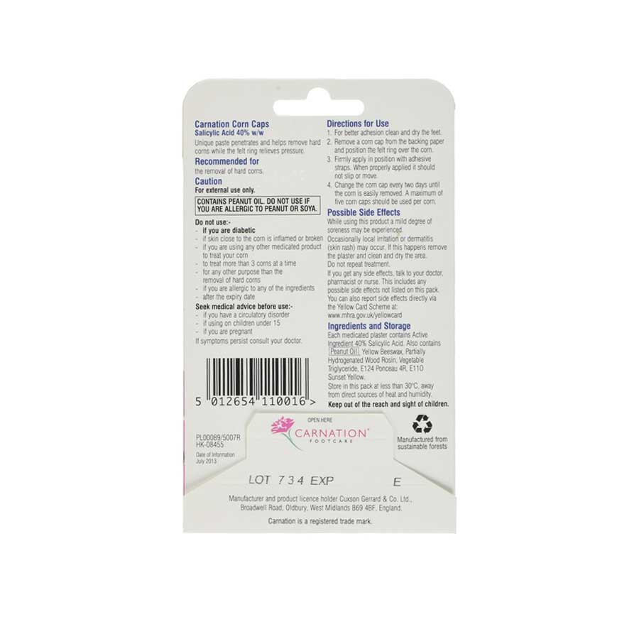 Carnation Corn Caps 40% Medicated Plasters 5s | Ehavene