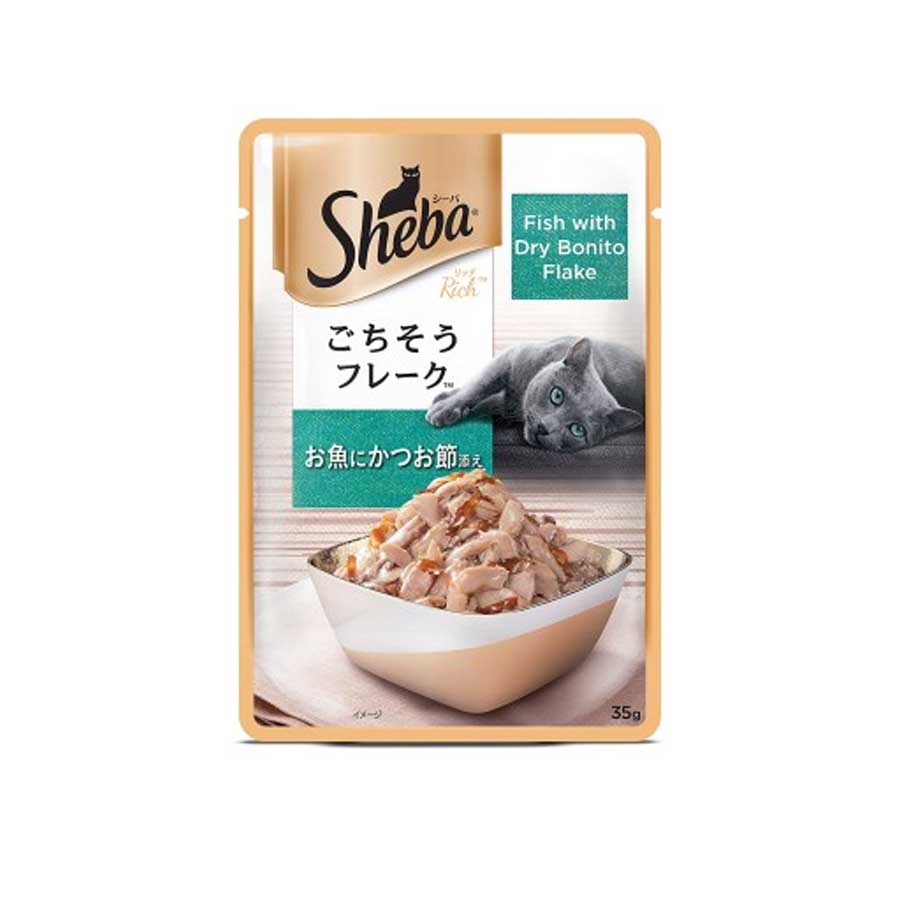 Sheba Rich Premium Fish With Dry Bonito Flake Pouch 35gm | Ehavene