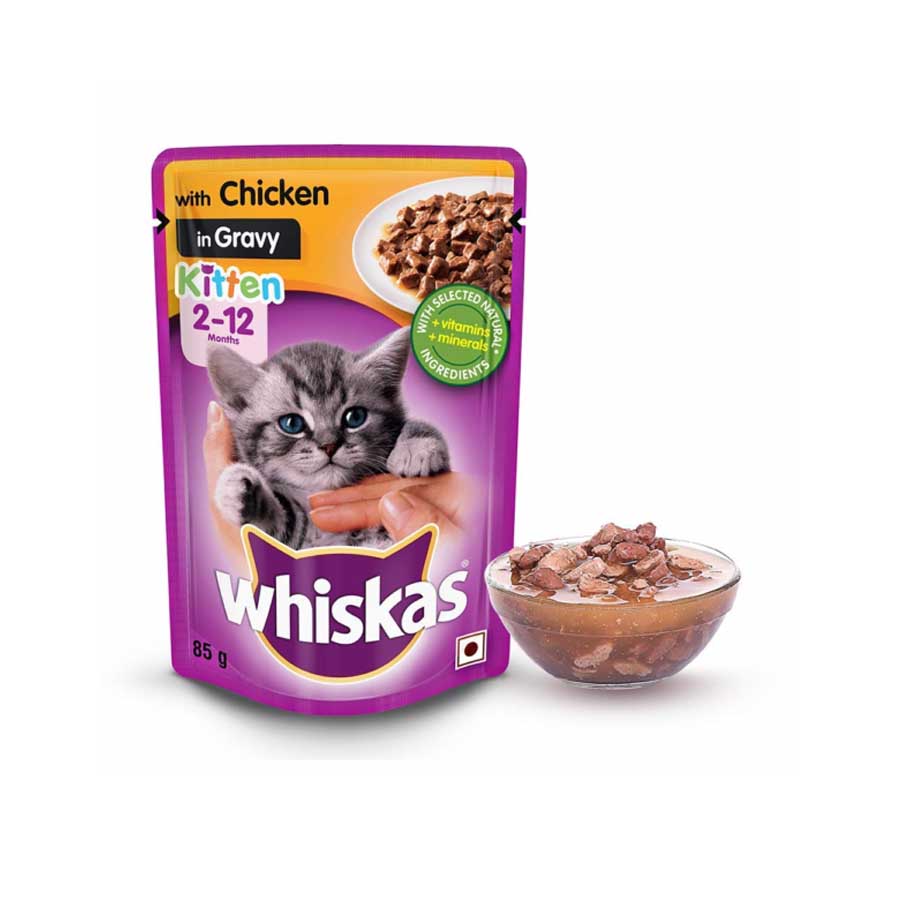 Whiskas Kitten Pouch Wet Cat Food Chicken in Gravy 85gm | Ehavene